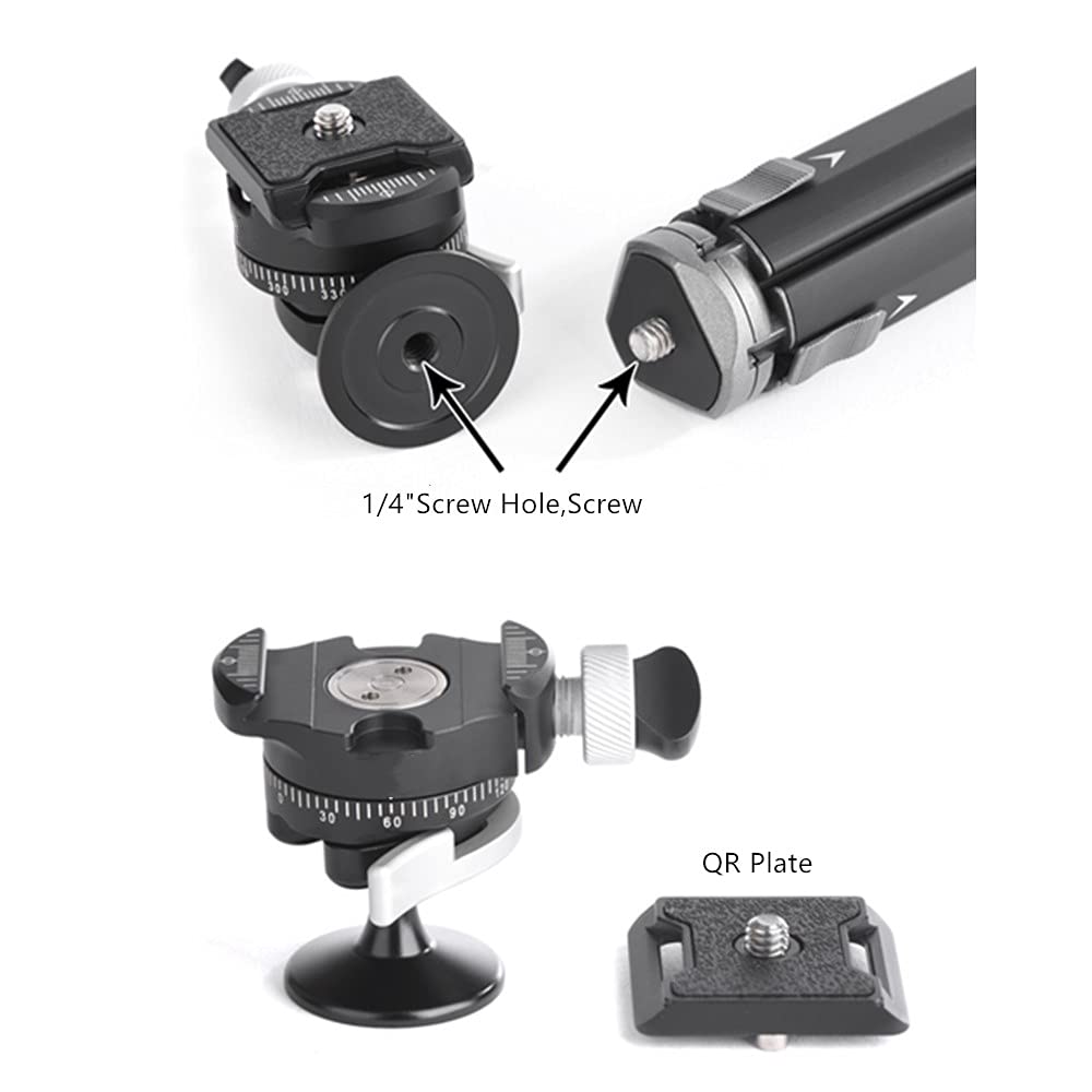 Portable Desktop Mini Tripod, Professional Mini Tripod with Panoramic Ball Head for Action Sports Camera Mirrorless Camera