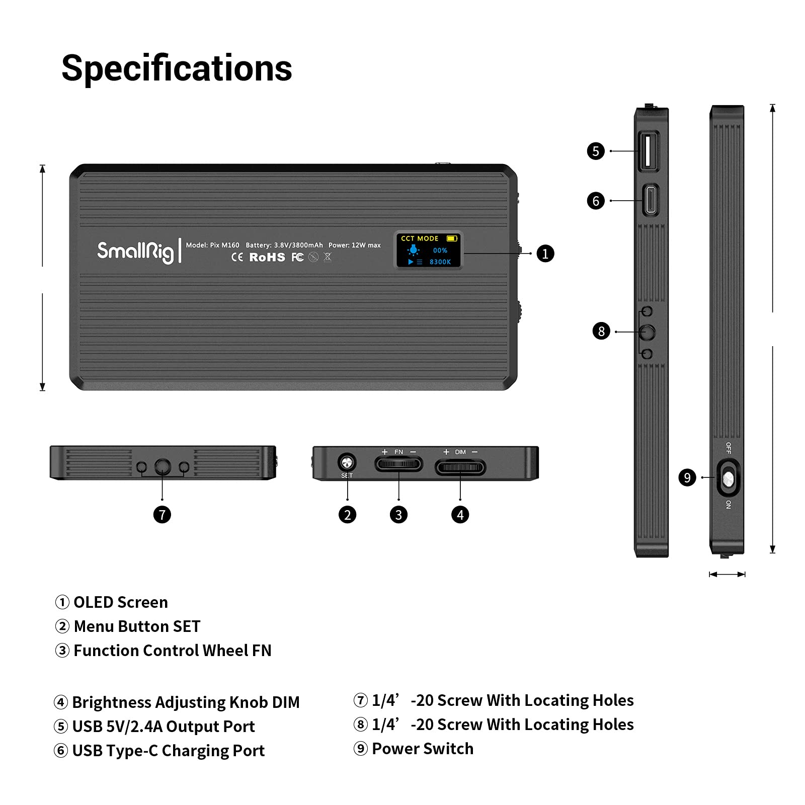 SmallRig RGB Video Light Panel Magnetic, LED Camera Light 360¡ã Full Color LED Light (Gray)