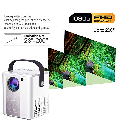 Portable Mini Projector Outdoor 5500Lux Full HD 1080P and 120'' Display Supported,HiFi Speaker Portable Wireless Mirroring Projector for TV Stick/PC/PS4/HDMI Home Theater