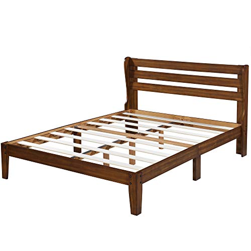 Olee Sleep Wood Platform Headboard Bed Frame, Queen, Natural