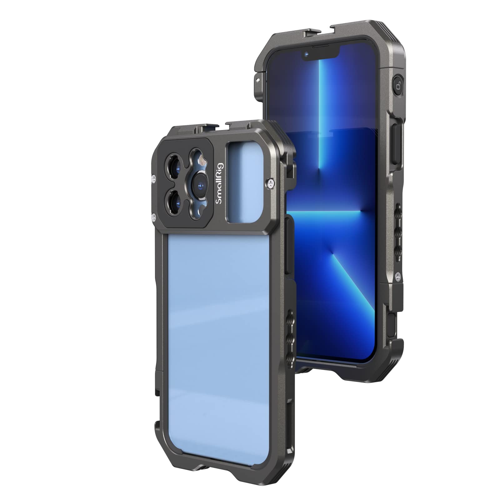 SmallRig Video Rig Cage for iPhone 13 Pro Max with Dual Cold Shoes, Aluminum Mobile Phone Stabilizer, Smartphone Video Rig cage for Filmmaking/Videography/Live Streaming/Vlog- 3561