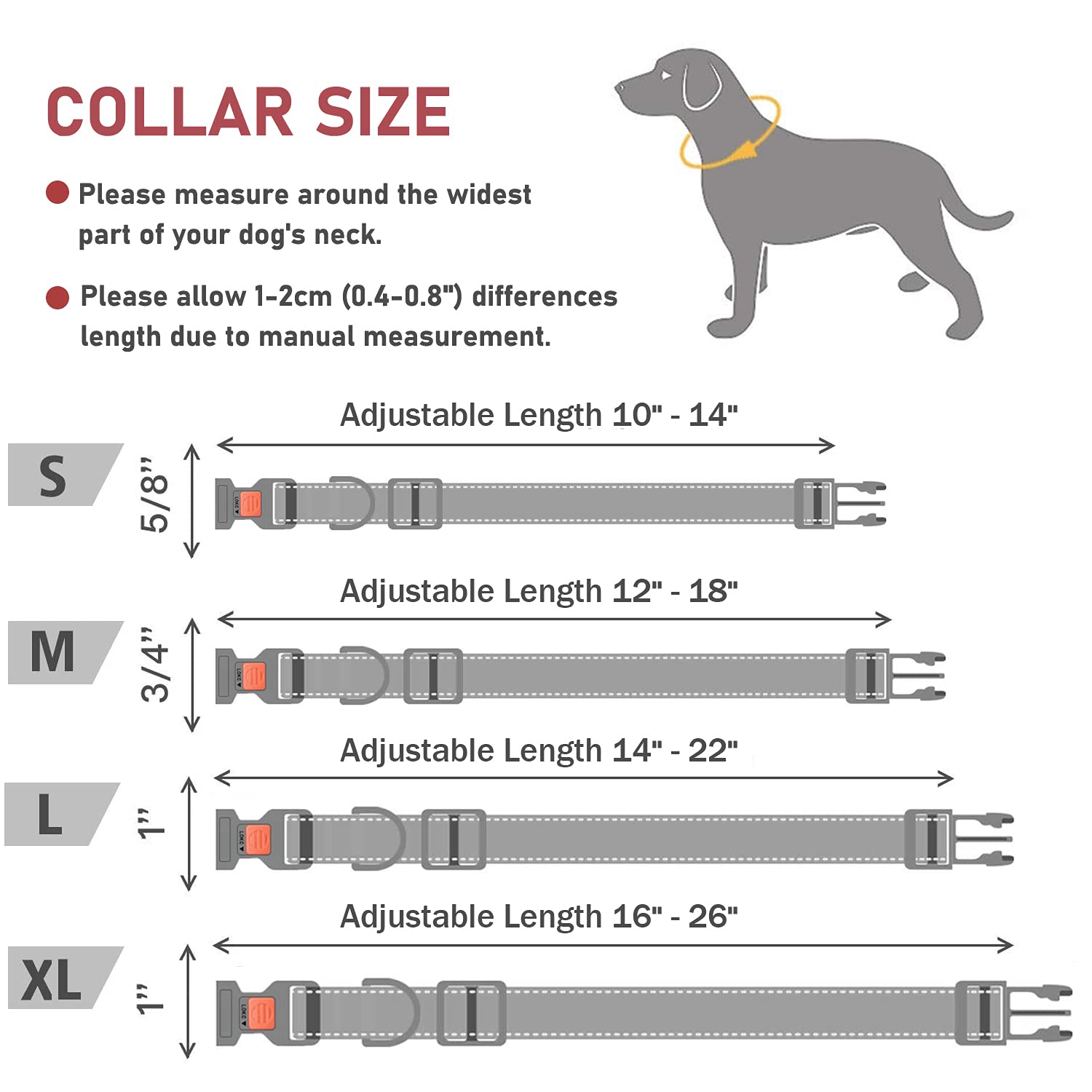 Reflective Dog Collar with Buckle Adjustable Safety Nylon Collars for Small Medium Large Dogs, Pink S