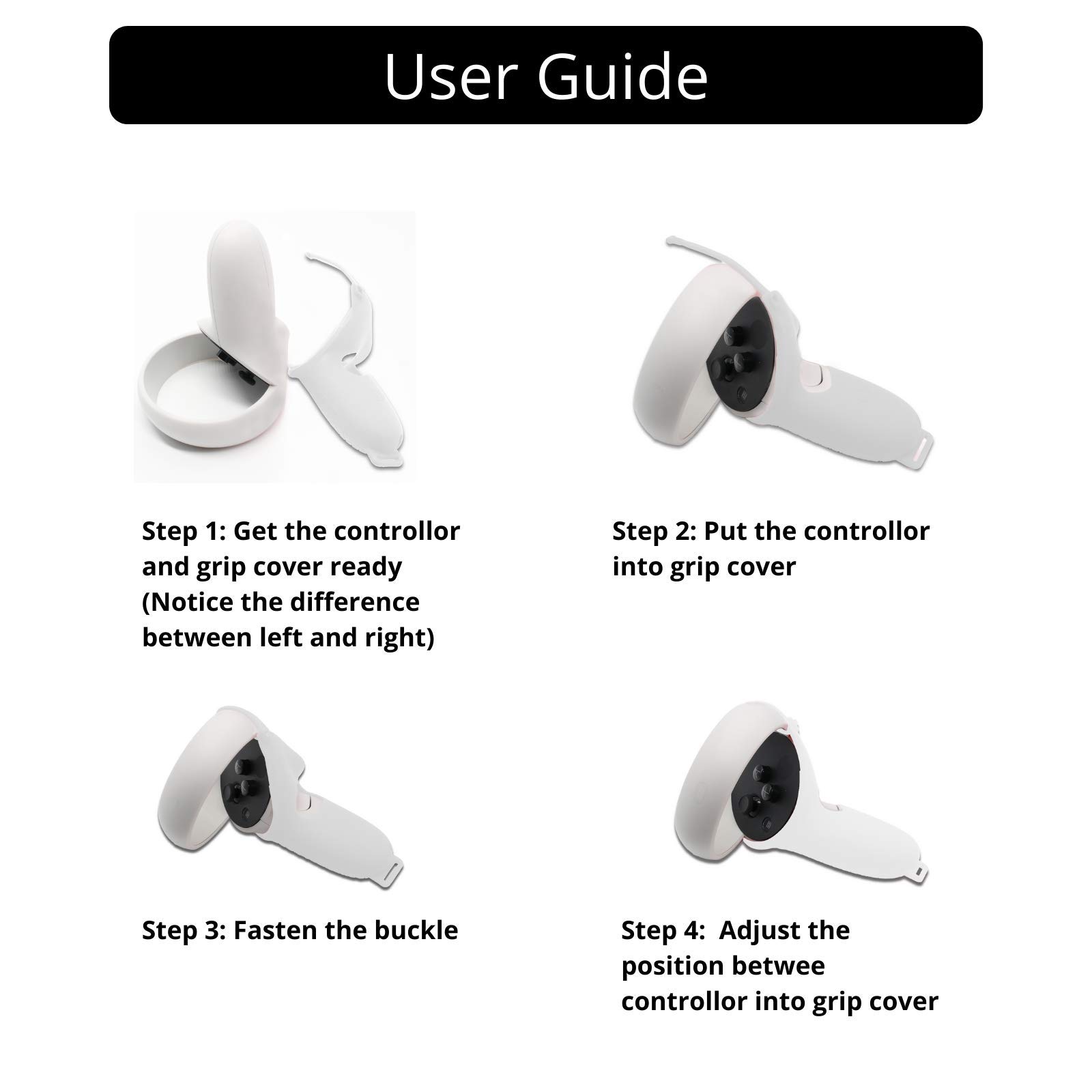 NexiGo Touch Controller Grip Cover for Oculus Quest 2, Silicone Grip Protection Cover Accessories, Comfortable Silicone VR Anti-Throw Handle Protective Sleeve (Matte White)