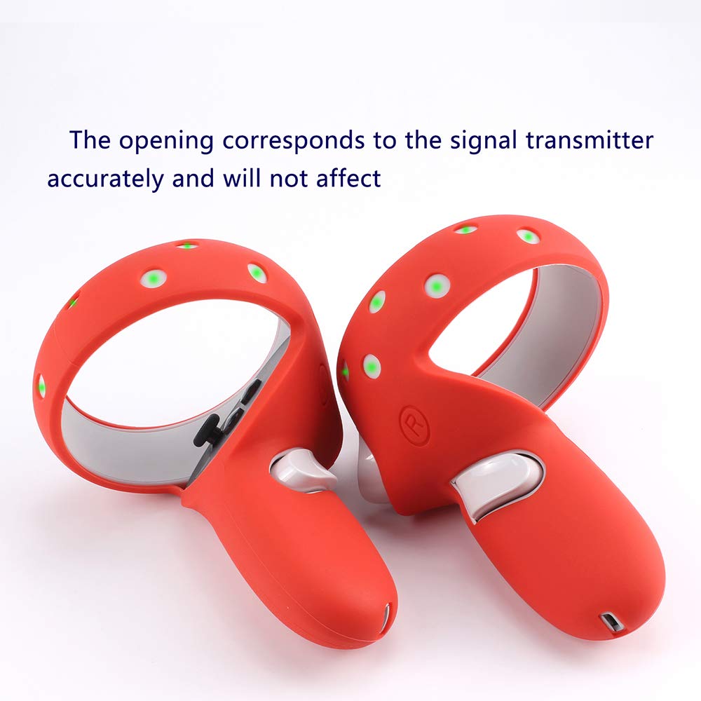 Professional Grip Cover for Oculus Quest 2 Touch Controller Grip Accessories, Anti-Collision Silicone Handle Protective Sleeve - 1 Pair (Red)