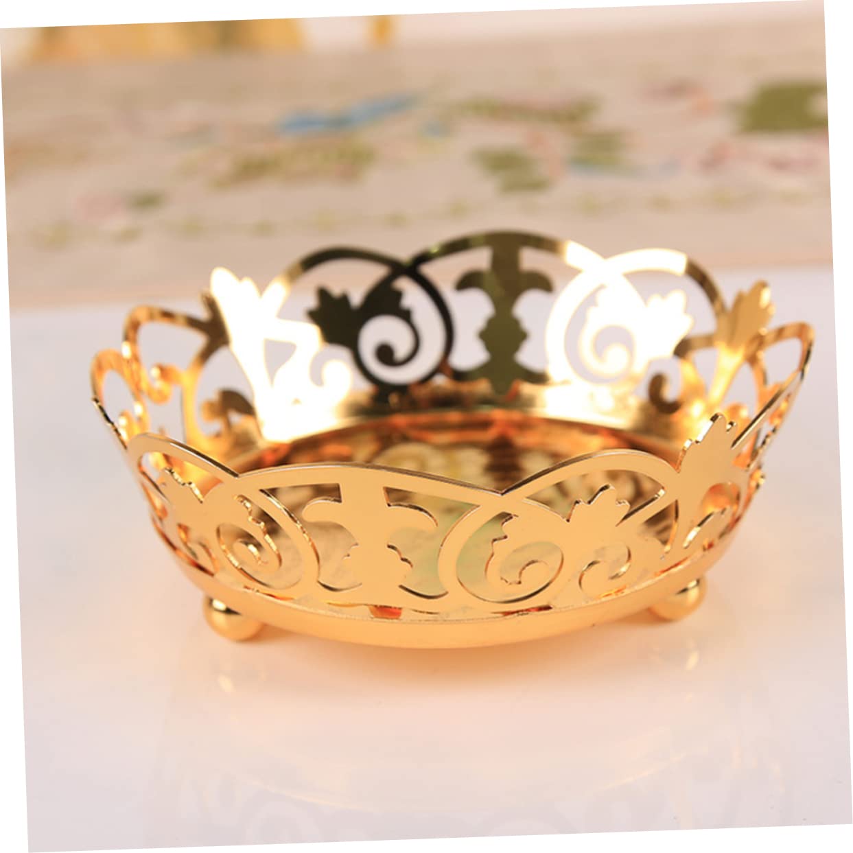 SHOWERORO Candy Dish Entryway Key Bowl Appetizer Tray Candy Nut Serving Container Dessert Serving Tray Cake Serving Plate Fruit Stand Vanity Tray Decorative Fruits Tray Iron Buffet Desk