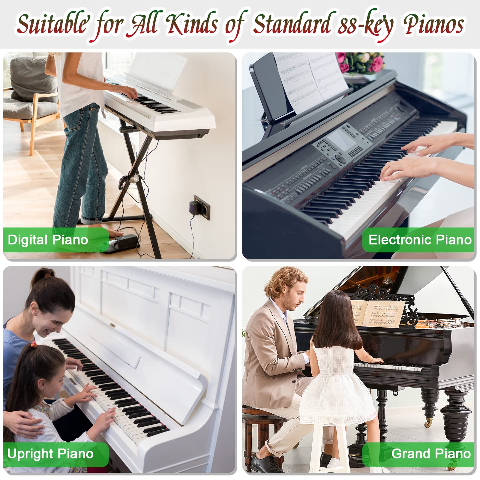 VVAYHUA Piano Notes Guide for Beginners, 88 Keys Removable Piano Keyboard Note Labels, Reusable Silicone Piano Keyboard Stickers for Kids (Colorful)