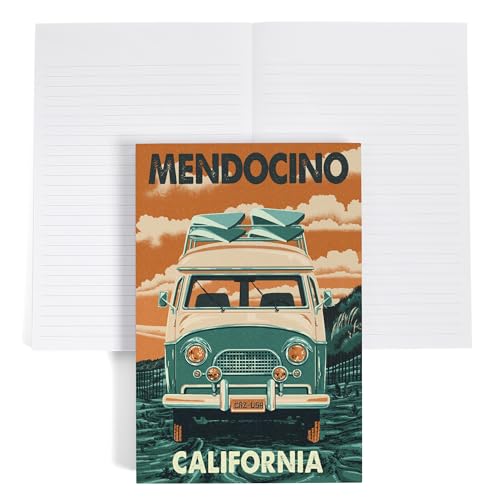Mendocino, California, Letterpress, Camper Van (Lined 6x9 Journal, Lay Flat, 193 Pages, FSC paper)