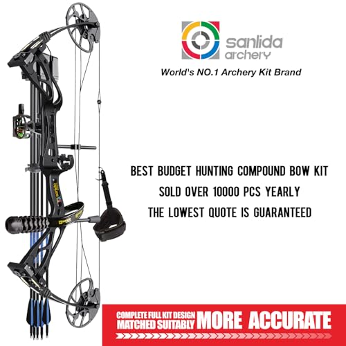 Sanlida Archery Dragon X8 RTH Compound Bow Package for Adults and Teens,18β-31β Draw Length,0-70 Lbs Draw Weight,up to IBO 310 fps,No Bow Press Needed,Limbs Made in USA,Limited Life-time Warranty