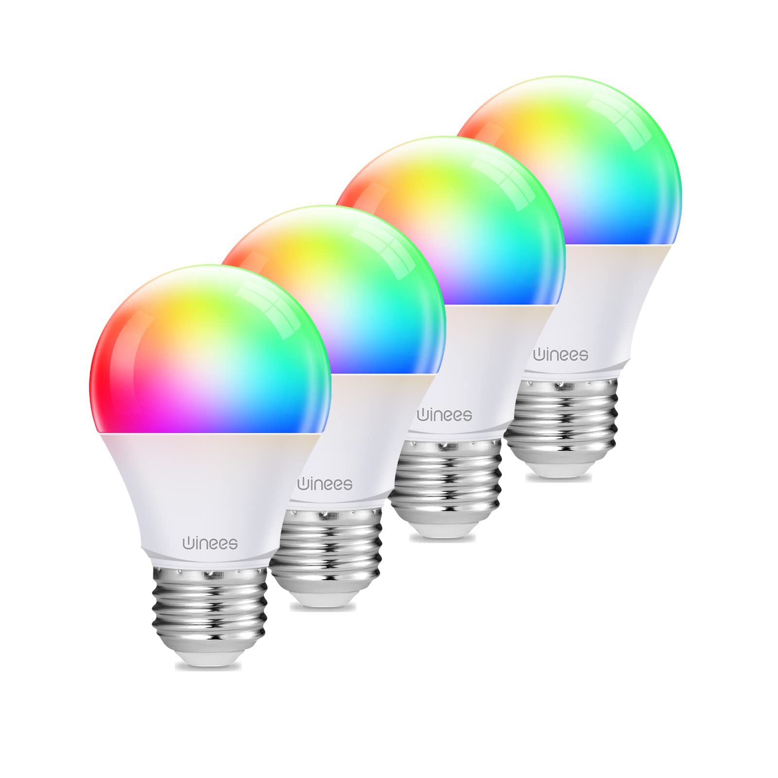 Smart Bulb, Color Changing Light Bulb, Smart WiFi Light Bulbs That Work with Alexa & Google Assistant, A19 RGBW Alexa Dimmable LED Light Bulb No Hub Required, 2.4Ghz WiFi, 4 Pack