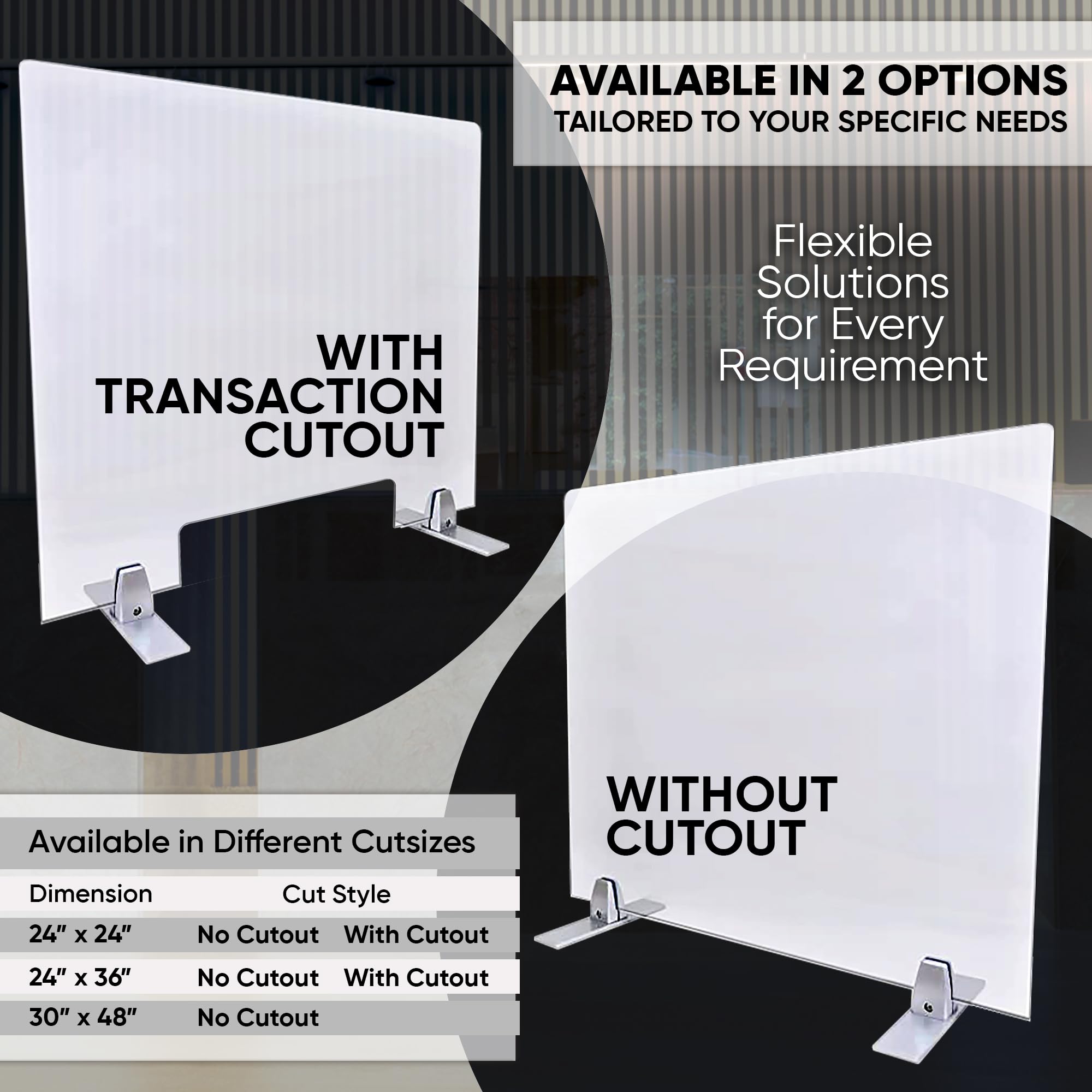 Plexiglass Table Top Sneeze Guard β Desk Divider for Students, Office, Transactions β Acrylic Shield | (24" x 24" with Cutout)