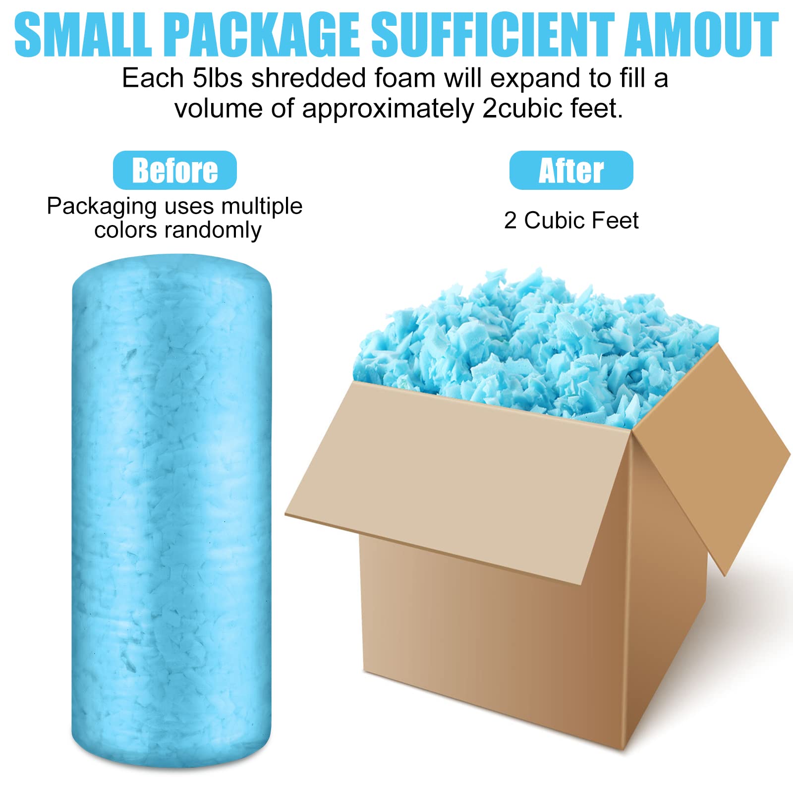 Marsui Bean Bag Filler Soft Shredded Memory Foam Filling Foam Refill for Pillow Stuffing Dog Animals Beds Couch Chairs Cushions and Arts Crafts (Blue,10lbs)