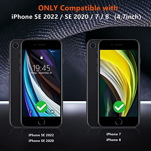 xiwxi for iPhone SE Case 2022/3rd/2020,iPhone 8/7 Case,with [2xTempered Glass Screen Protector] [360 Full Body Shockproof] [Heavy Dropproof],Hard PC+Soft Silicone TPU+Glass Screen Phone Case-Black