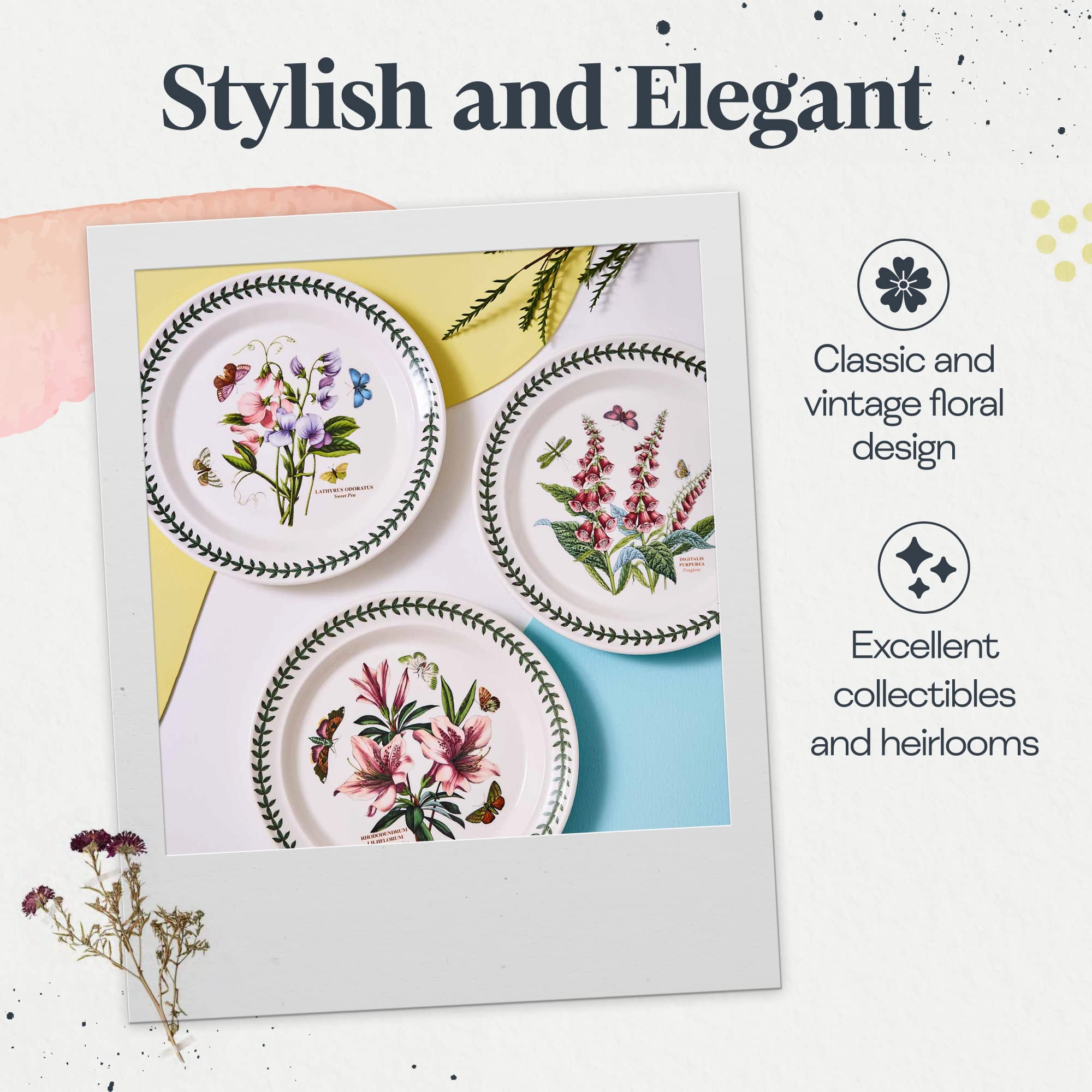 Portmeirion Botanic Garden 30 Piece Earthenware Dish Set | Dinnerware Set for 6 | Earthenware Dish Set | Includes Dinner Plates, Side Plates, Mugs, Soup Bowls, & Pasta Bowls