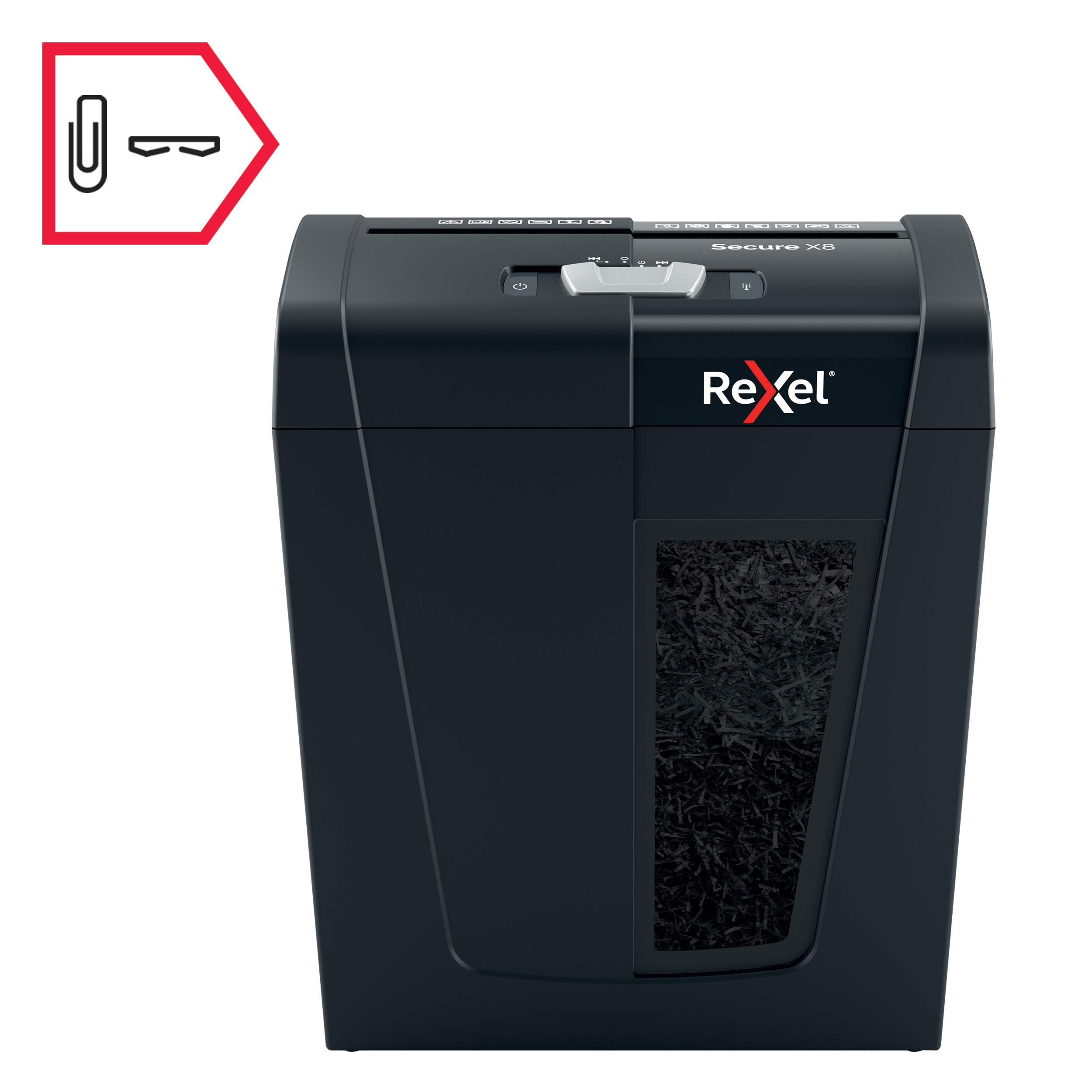 Rexel X8 Cross Cut Paper Shredder, Shreds 8 Sheets, P4 Security, Home/Home Office, 14 Litre Removable Bin, Quiet and Compact, Secure Range, 2020123