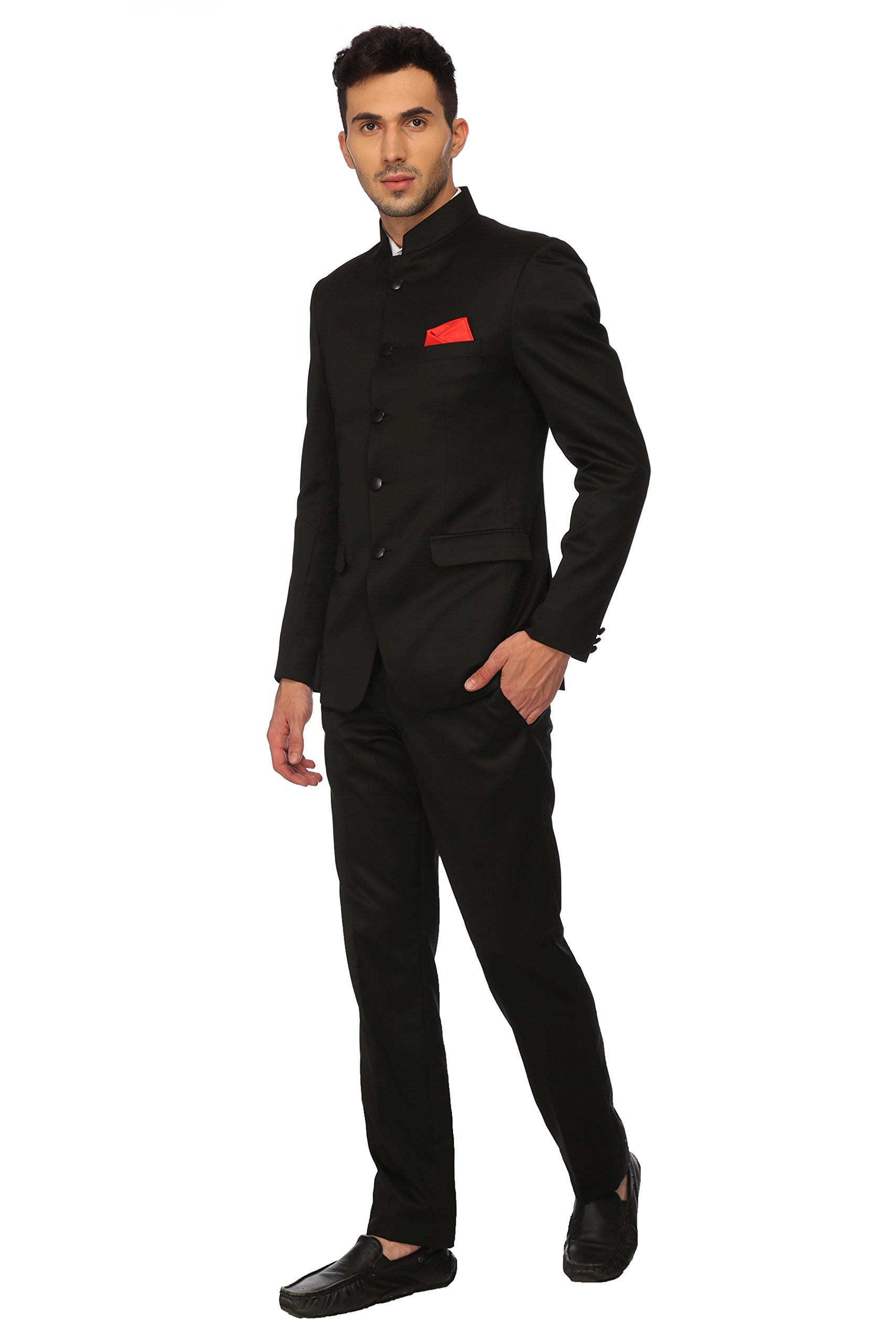 Men's Ethnic Contemporary Wedding Bandhgala Jodhpuri Suit Set-3 Colors Available Black
