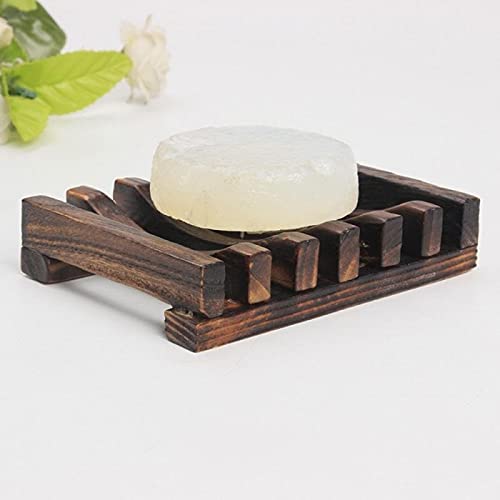 PLMM soap Box, Wood Soap Dish Portable Shower Soap Holder Non-Slip Soap Box Bamboo Rack Case Tray Holder Shower Plate Bathroom Tools