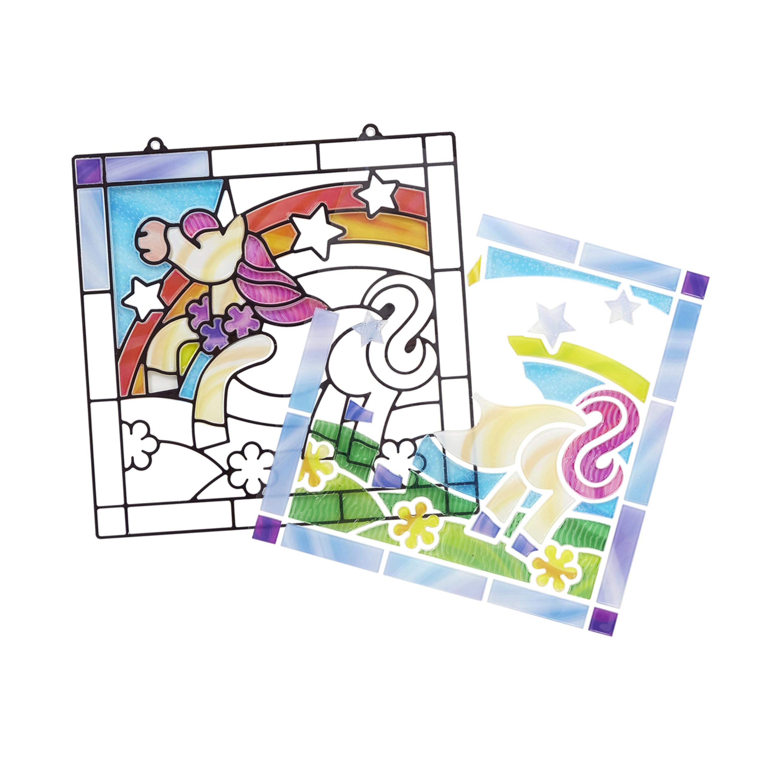 Melissa & Doug Stained Glass Made Easy Craft Kit - Unicorn - Kids Sticker Stained Glass Craft Kit; Unicorn Crafts For Kids Ages 5+