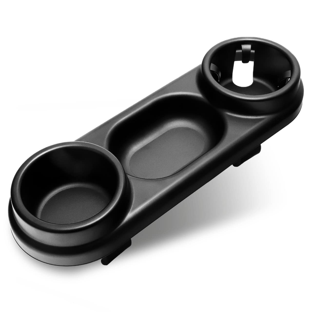 Universal Stroller Snack Tray - with Cup Holders - Upgraded Stroller Bar Attachment; Dual Non-Slip Grip Clip, Gray/Black (Black) ST-19