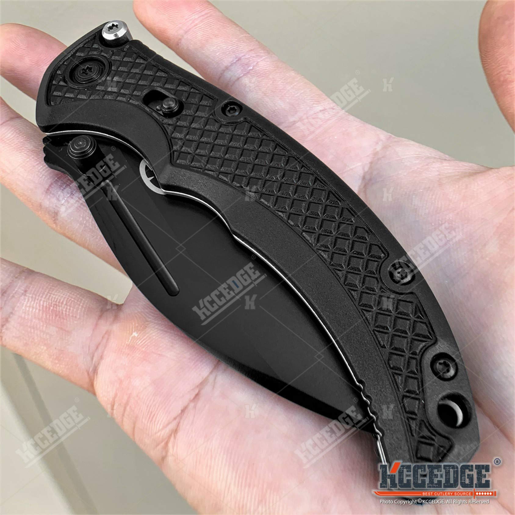 Pocket Knife Camping Accessories Survival Kit 8" Tactical Knife Black Oxide 440 Stainless Steel Blade Using a Modified Lock Back And Safety Lock Design Hunting Knife Camping Gear 79774