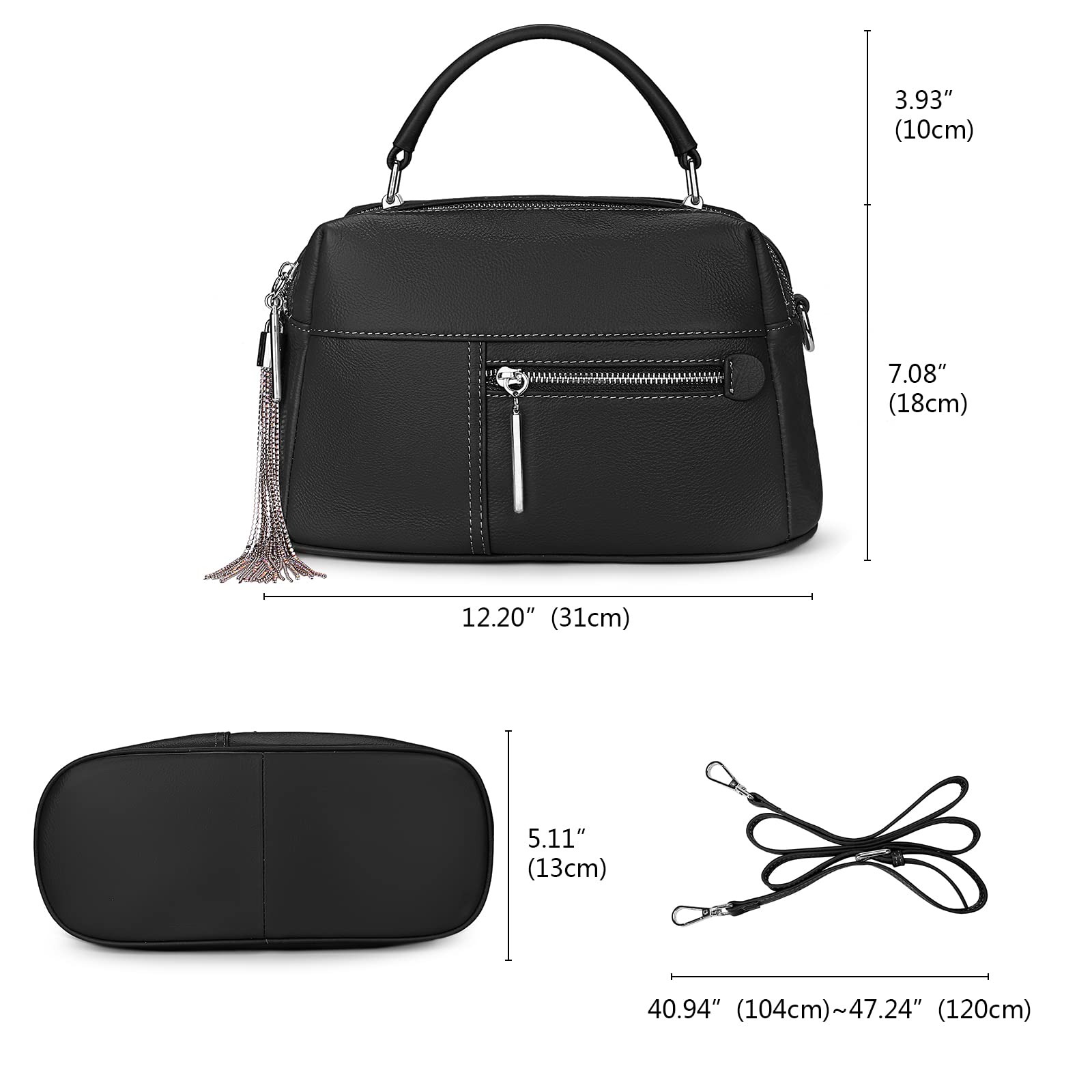YALUXE Genuine Leather Shoulder Bags for Women Top Handle Handbag Small Cross-body Bag