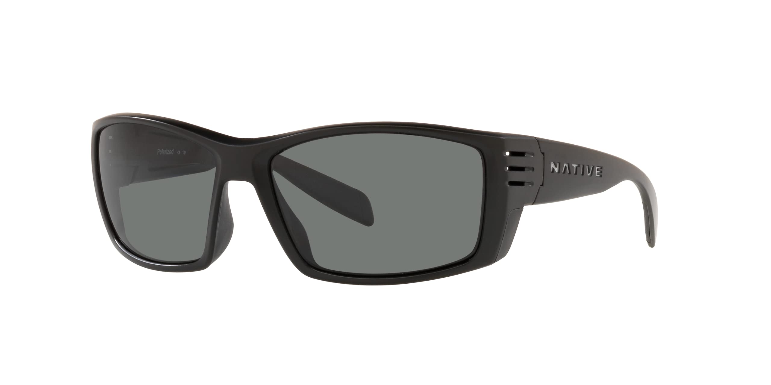 Native Man Sunglasses Matte Black Frame, Grey Lenses, 61MM