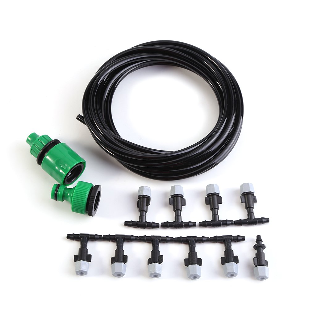 Micro Flow Drip Watering Irrigation Kits, Water Misting Cooling System Hose Sprinkler Nozzle Garden Patio Micro Irrigation Set (5M)