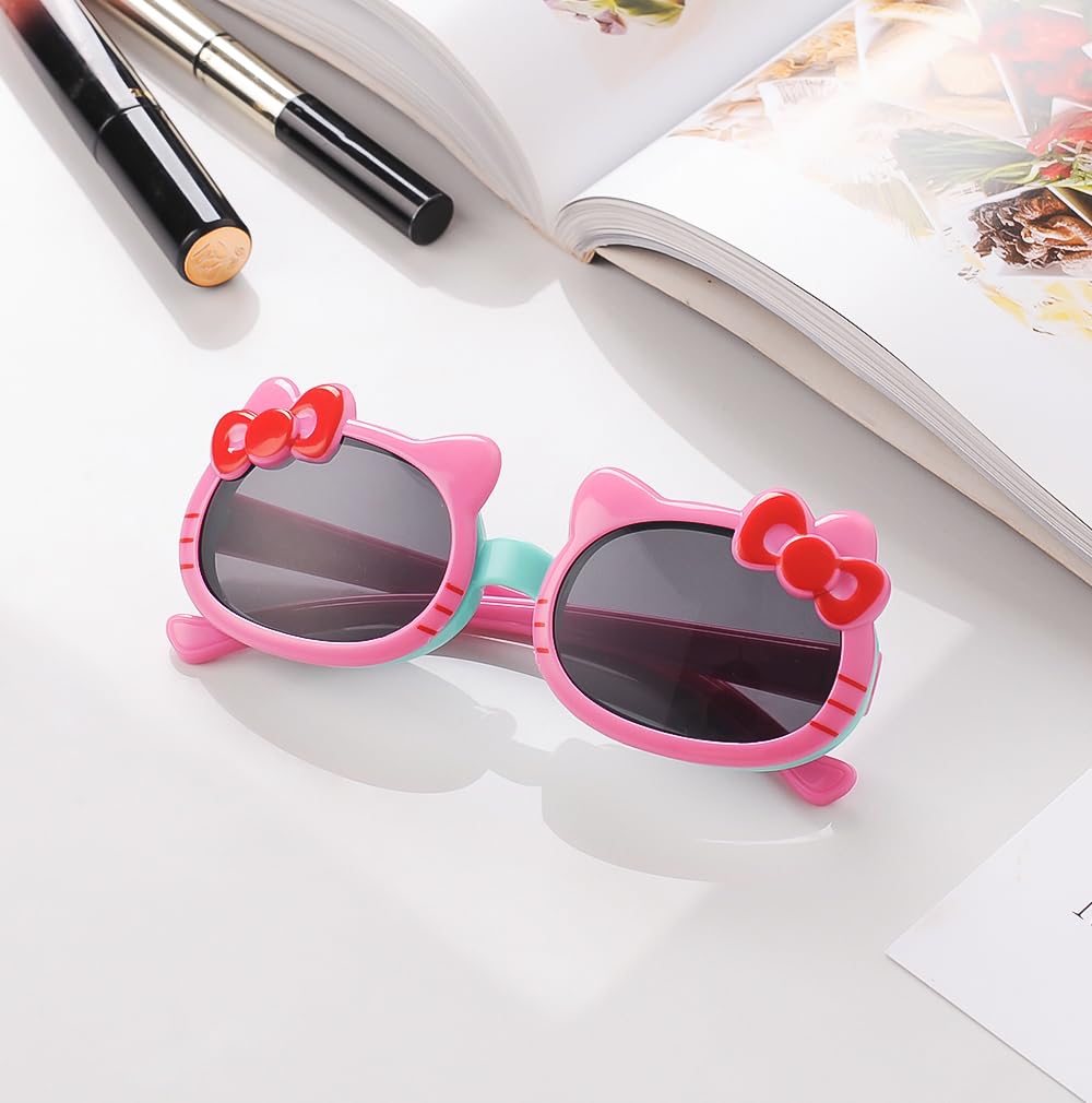 VNSPORT Kitty Cat Polarized UV Protection Sunglasses for Girls, Birthday Gift for Hello, Kitty Fans