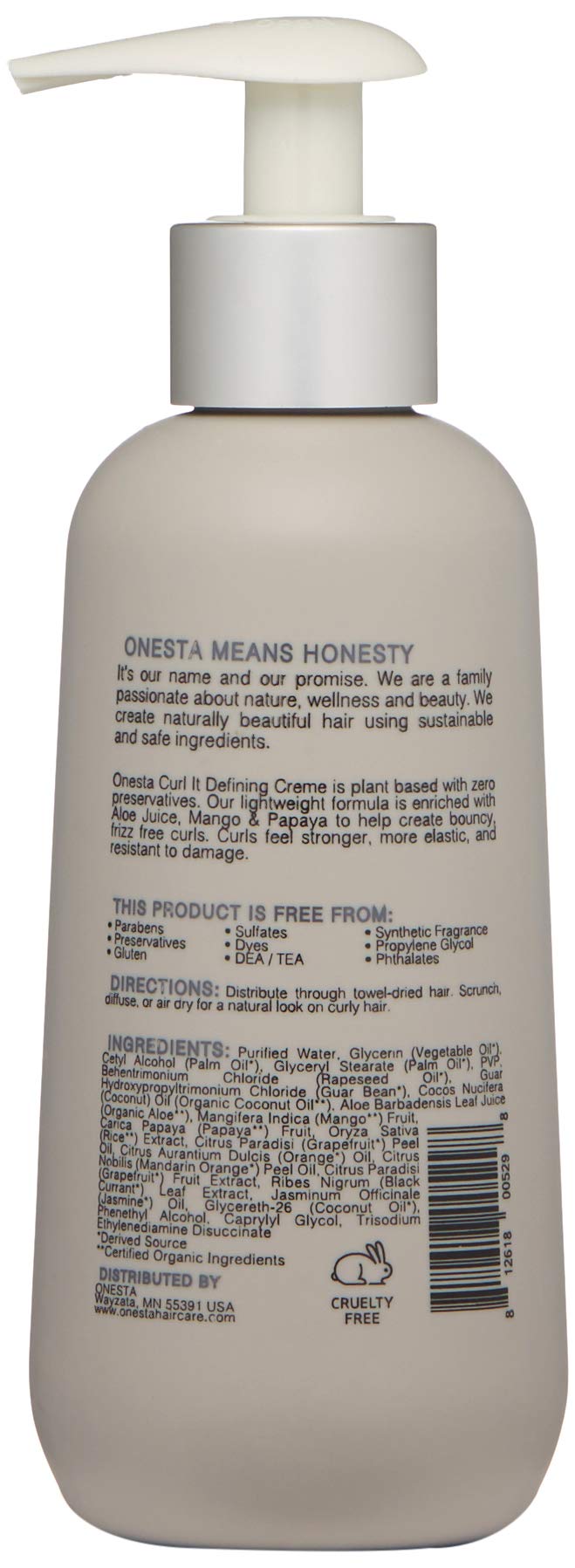 Onesta Hair Care Plant Based Curl It Defining Crème for Curly Hair, 8 Ounces (Pack of 1)