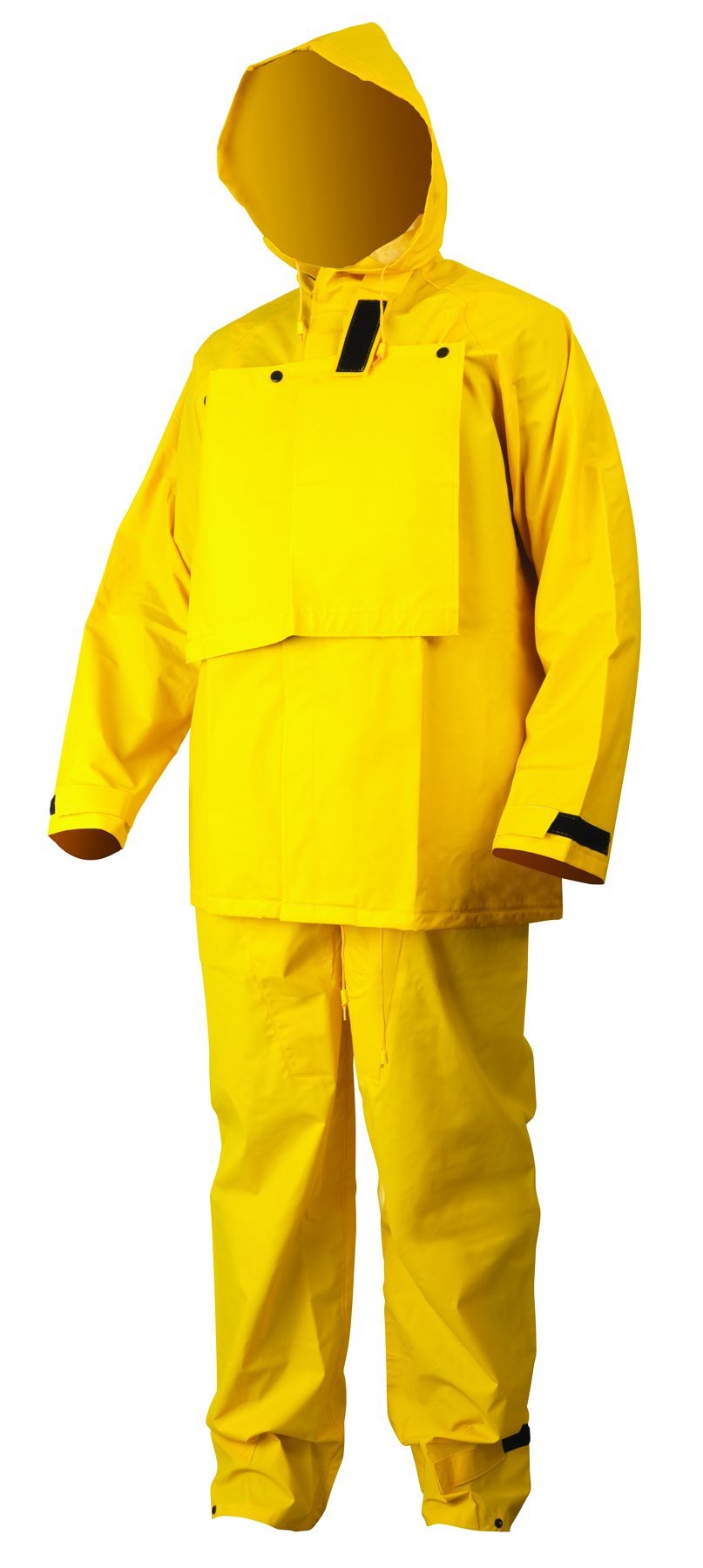 MCR Safety 2603X6 Hydroblast PVC/Polyester 3-Piece Rainsuit with Attached Hood, Yellow, 6X-Large