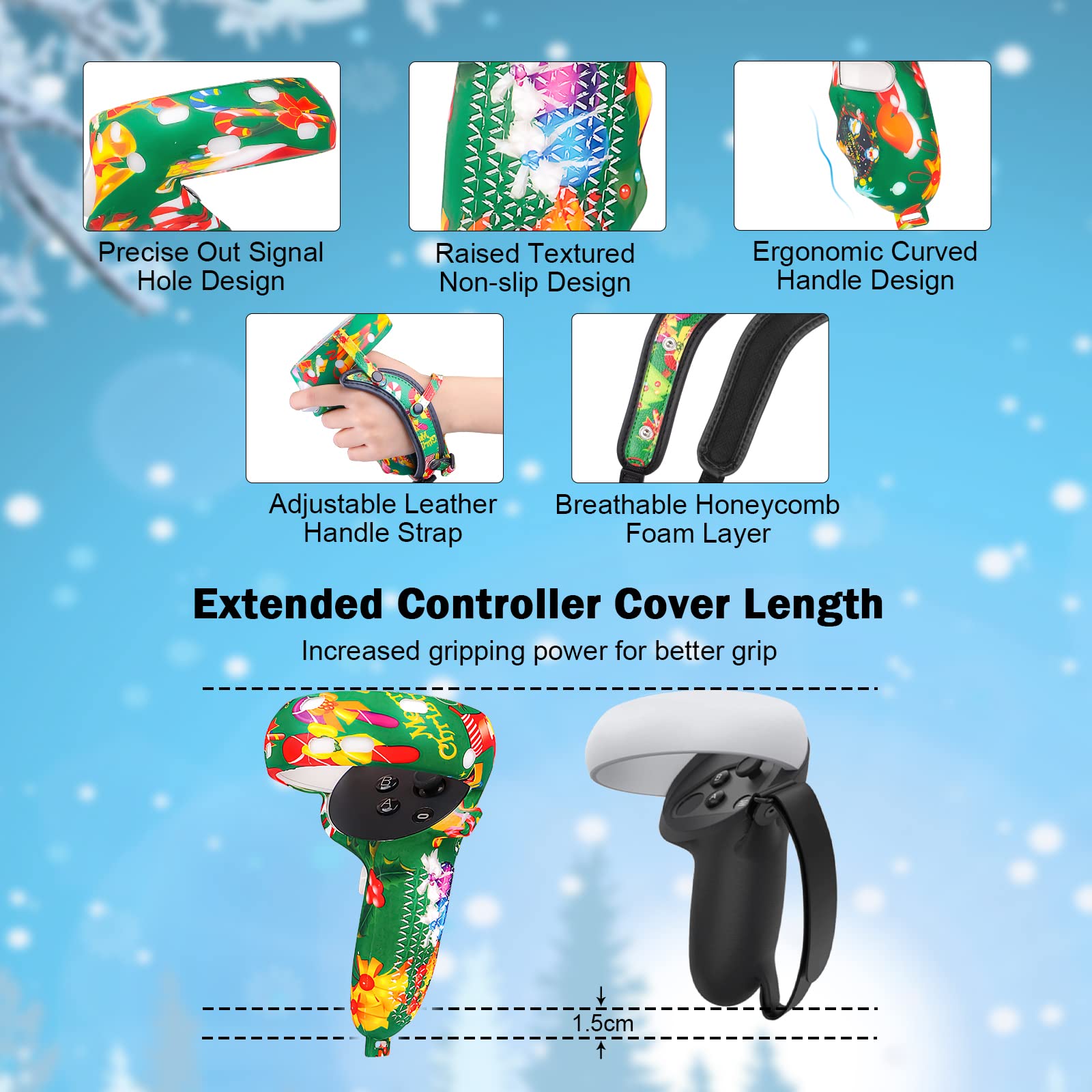 VR Accessories for Oculus Quest 2, Protective Silicone Cover Set for Meta Quest2(Include VR Headset Cover, Lens Protector, Controller Grips Cover, Face Pad, and Disposable Eye Cover)-with Gift Box