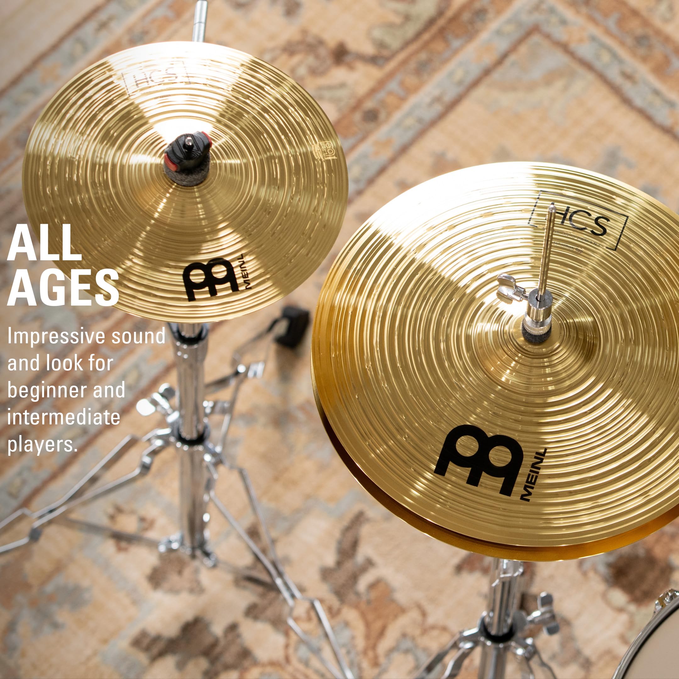 Meinl Cymbal Set Box Pack with 14” Hihats, 20” Ride, 16” Crash, Plus a FREE 10” Splash – HCS Traditional Finish Brass – Made In Germany, 2-YEAR WARRANTY (HCS141620+10)