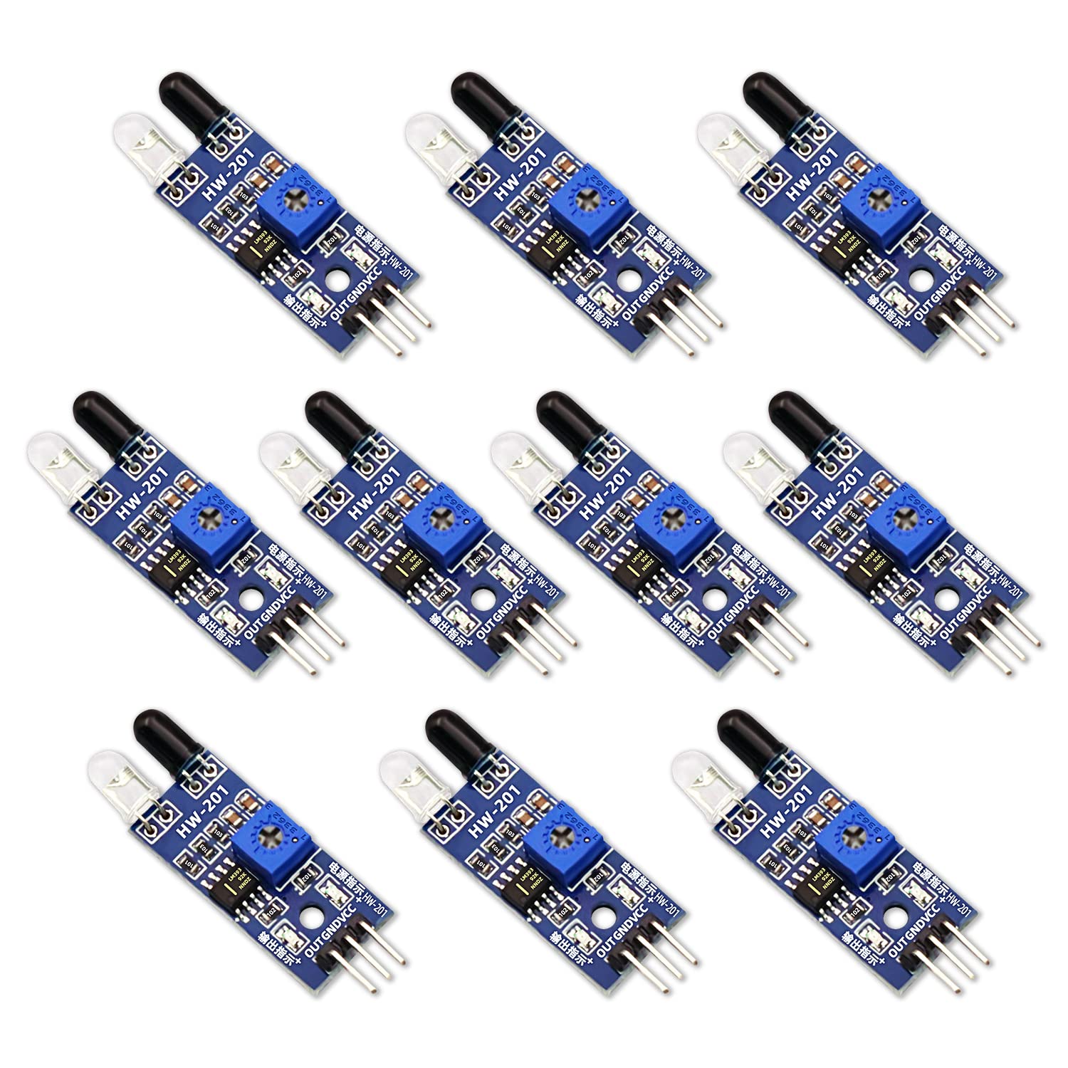 V TELESKY 10Pcs IR Infrared Obstacle Avoidance Sensor Module IR Reflective Photoelectric Distance Sensor with 3-Wire for Arduino Smart Car Robot