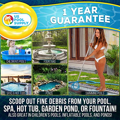 U.S. Pool Supply Professional Spa, Hot Tub, Pool Hand Leaf Skimmer Net with Grip Handle - 9" Deep Ultra Fine Mesh Netting Bag Basket, Skim & Remove The Finest Debris - Pond, Small Kid Inflatable Pool