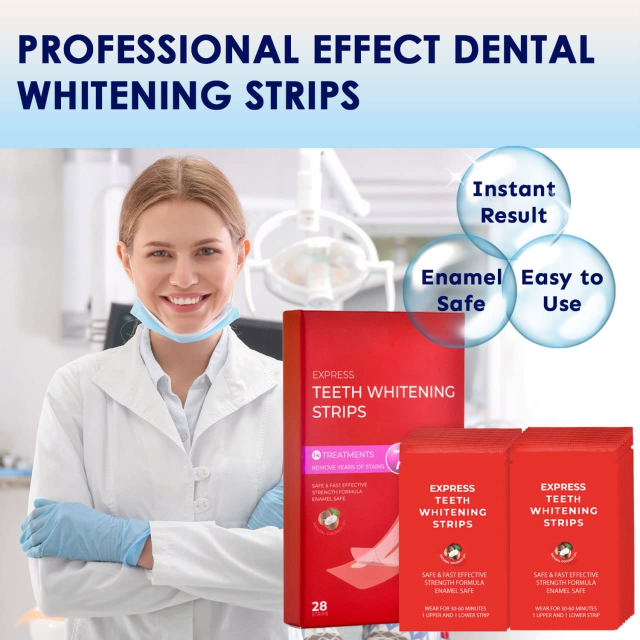 Whitening Strips, Teeth Whitening Strip（28Pcs), Teeth Whitening, Teeth Whitening Strips, Teeth Whitening Kit, blanqueador de dientes,White Strips for Sensitive Teeth