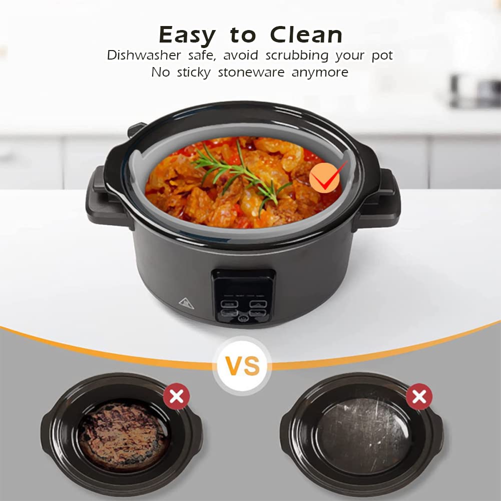 Silicone Crock Pot Liner Reusable Fits 6 Quart Slow Cooker Liners 2Pcs