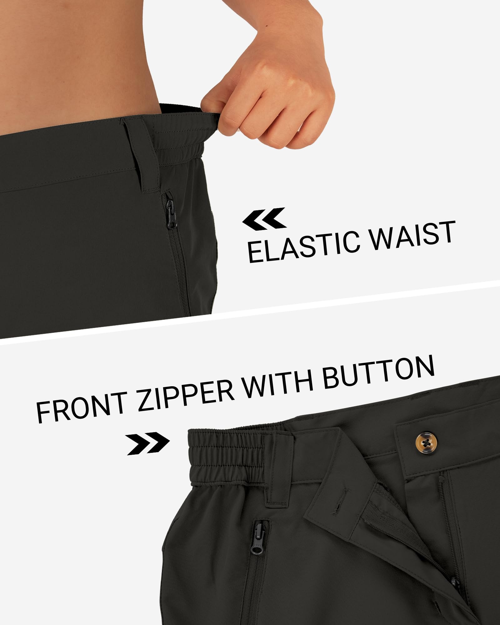 Outdoor Ventures Women's 5" Hiking Shorts Stretch Lightweight Golf Shorts Quick Dry UPF 50+ Cargo Short for Camping, Travel Black