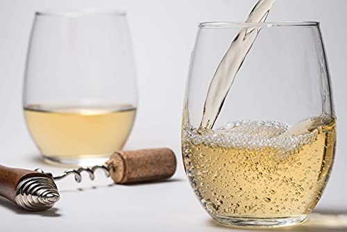PARNOO Set of 4 Classic Wine Stemless Glasses (18 Ounce) - Toasting Sparkling Wine/Wedding Flutes