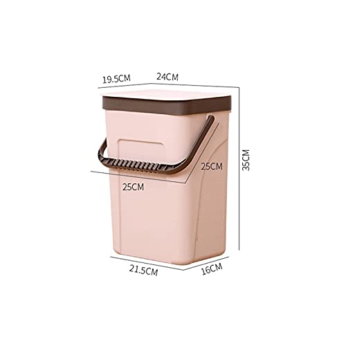 MYRRHE Cans, Trash Can Kitchen Wall Mounted Garbage Bin Recycle Compost Bin Bathroom Dustbin (Color : Brown)