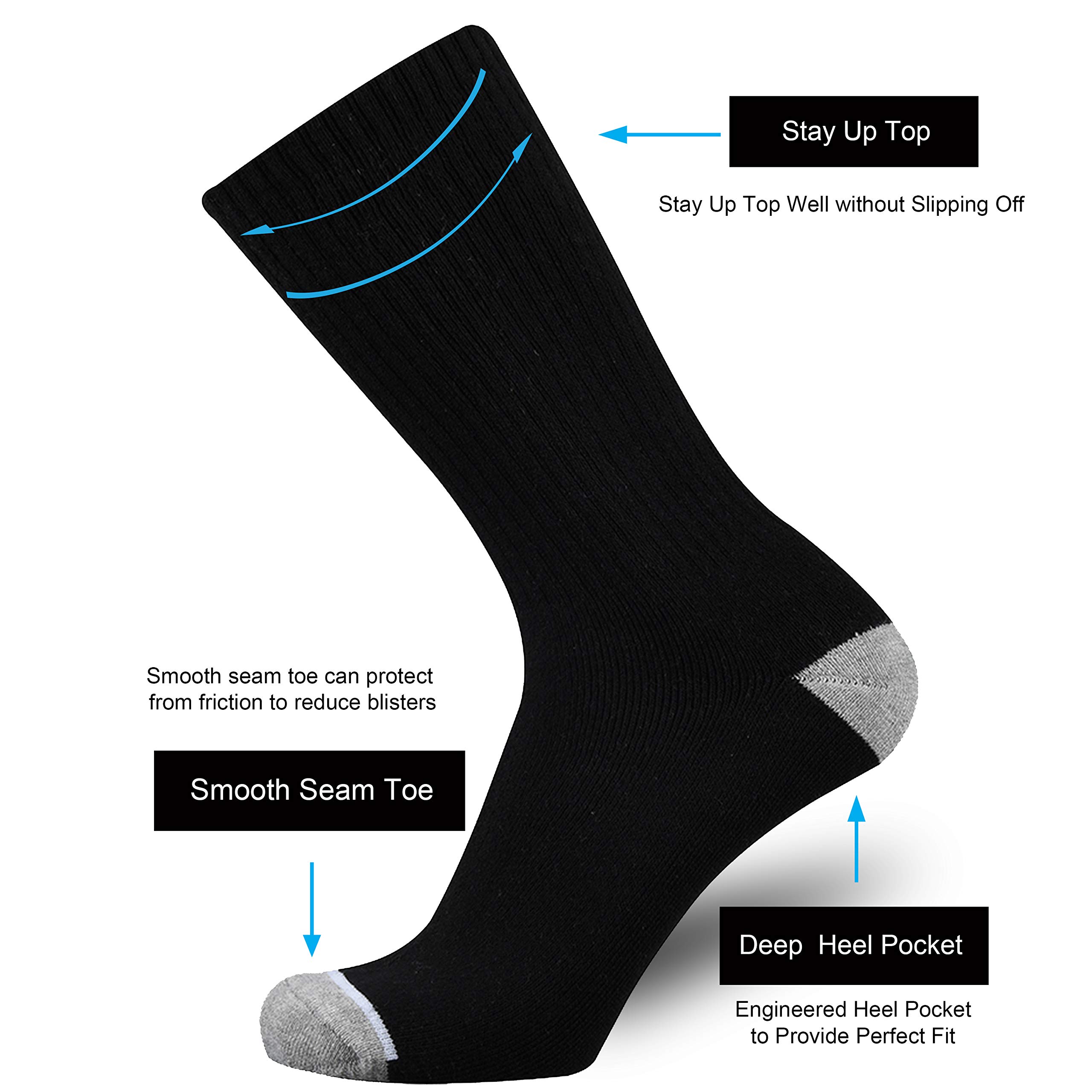ONKE Cotton Cushion Crew Socks for Men Women Athletics All Seasons Thick Warm Heavy Duty Work Boots Moisture Wicking Control(Black XL)