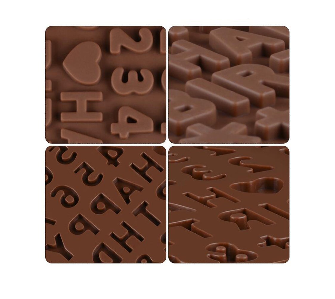 Silicone Letter Mold and Number Chocolate Molds with Happy Birthday Cake Decorations Symbols 2pcs