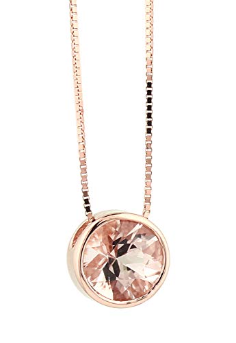 Natural Morganite Bezel-Set Solitaire Pendant Necklace, 18" Box Chain in 14k Rose Gold (7.0mm)