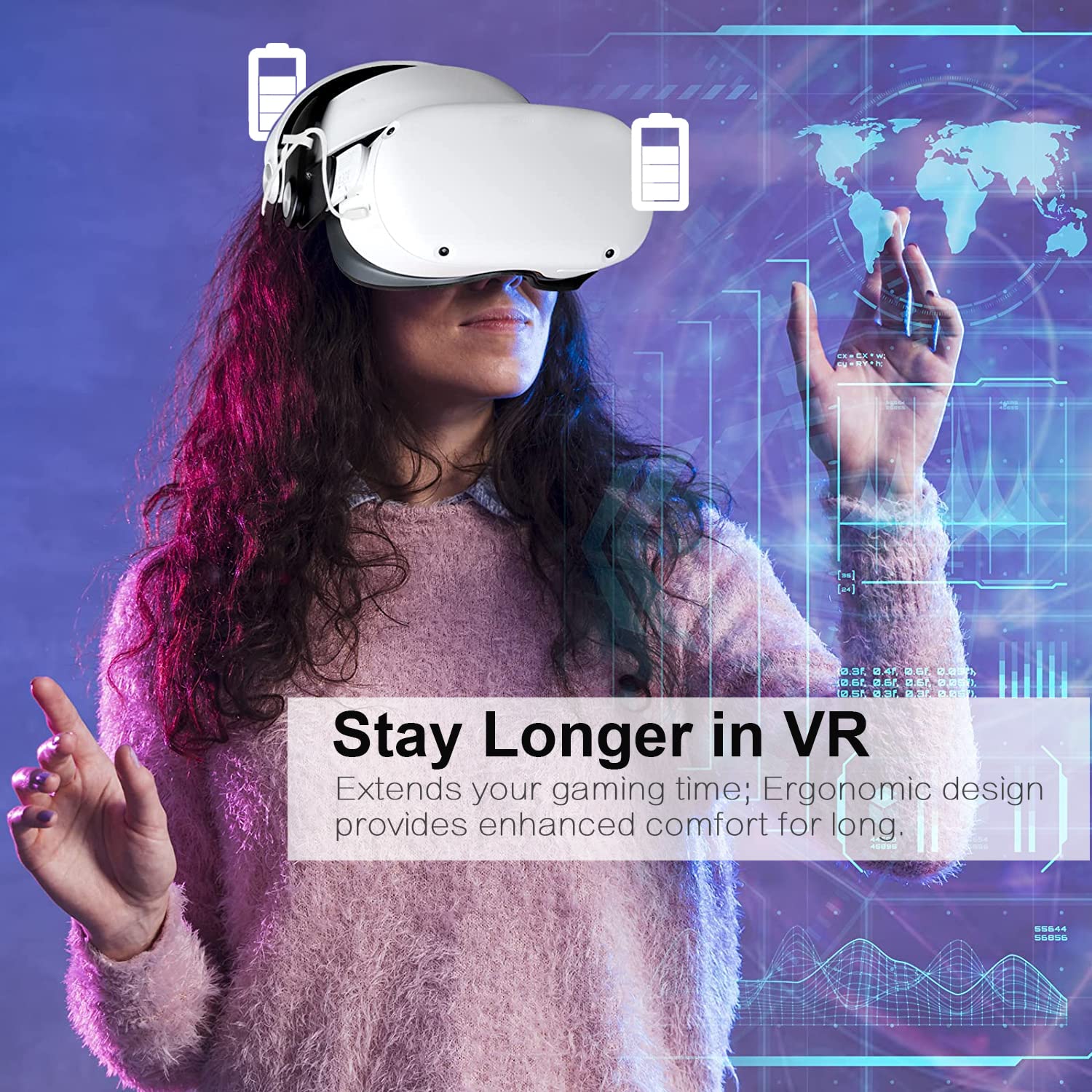 Unido VR Accessories for Oculus Quest 2- Comfort Egnormic Design Elite HeadStrap with External Battery Holder