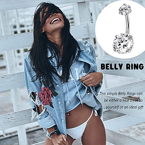 RIOSO 12Pcs Belly Button Rings Surgical Steel 14G Navel Rings Belly Button Body Piercing Jewelry