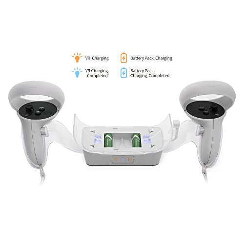 VR Helmet Charging Dock with Blue Light Handle Seat Charger for Oculus Quest 2 Game Peripheral Accessories (White)