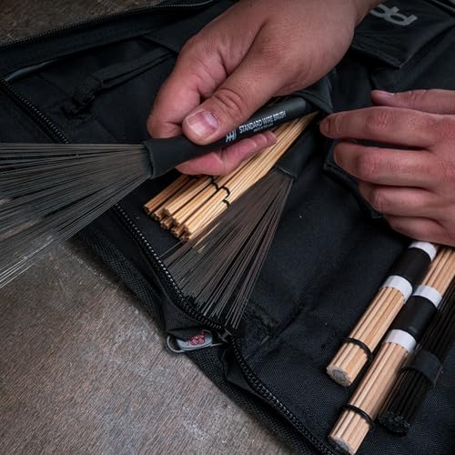 Meinl Percussion Drum Stick Bag with Extra Outside Pocket and Floor Tom Hooks β for Mallets, Brushes and Accessories, Black, Standard (MSB-1)