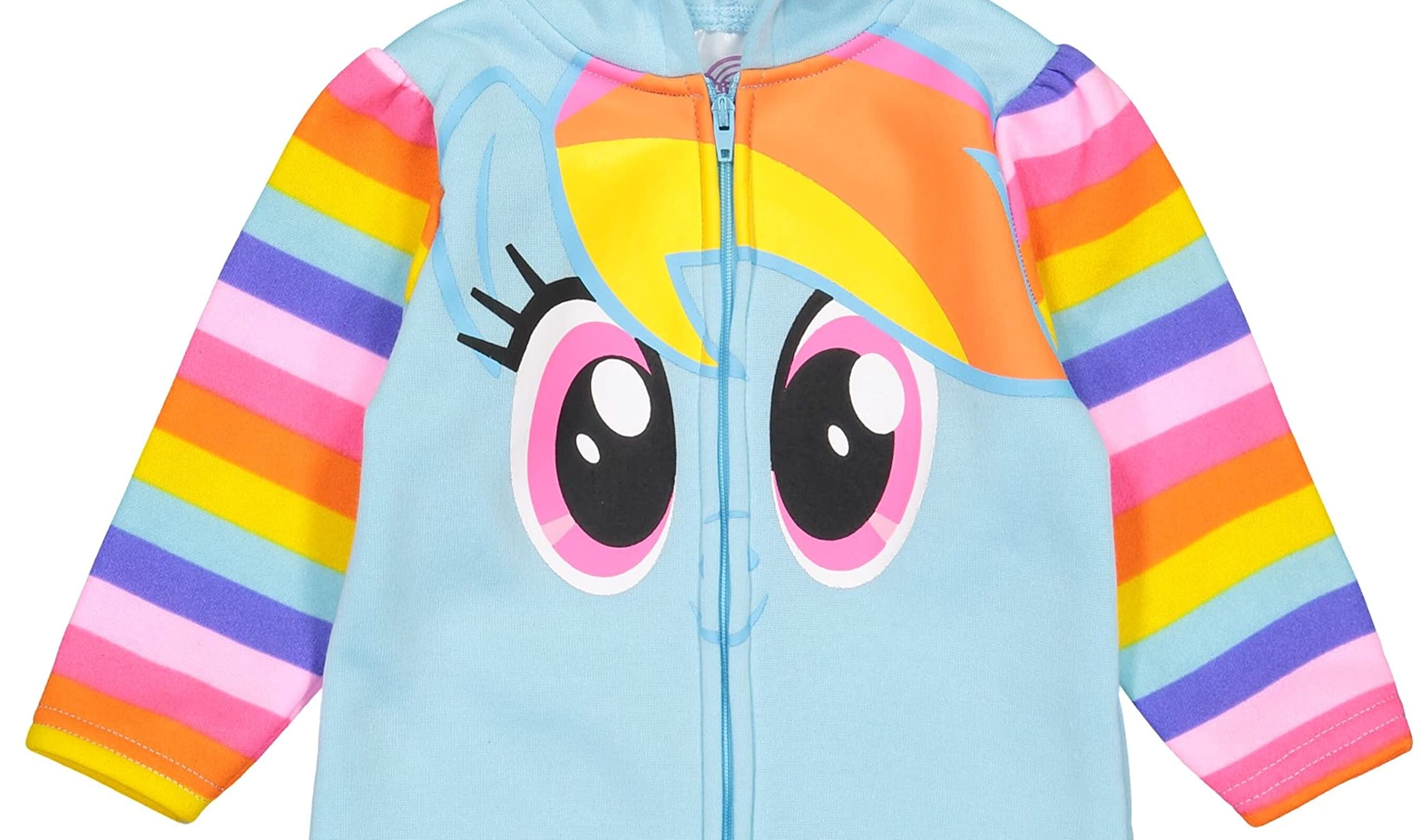 My Little Pony Rainbow Dash Toddler Girls Fleece Zip-Up Hooded Costume Coverall Blue 3T