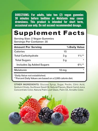 Nature's Truth Melatonin Gummies 10mg | 70 Count | Berry Flavor | Vegan, Non-GMO, and Gluten Free Supplement