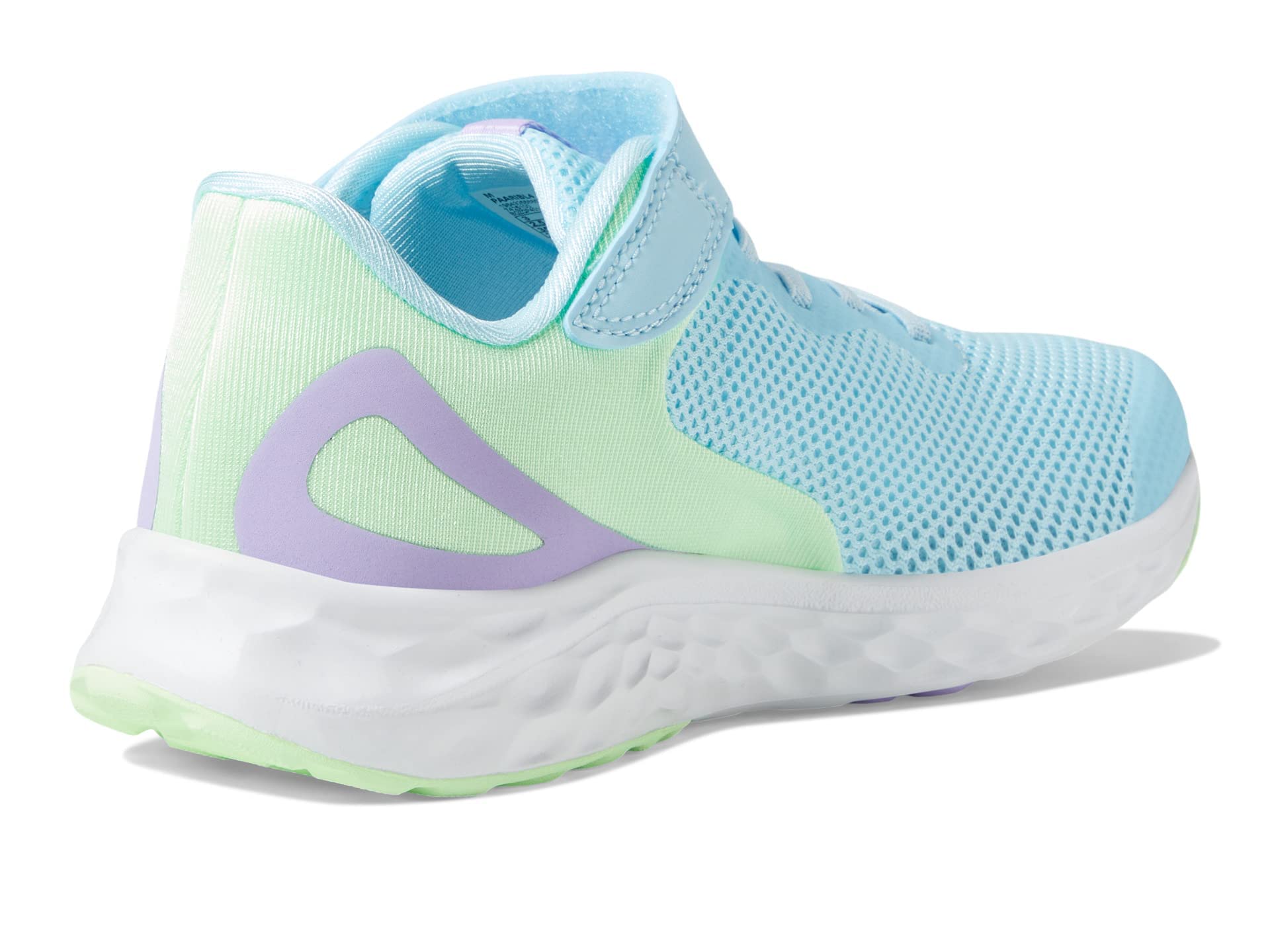New Balance Boy's Fresh Foam Arishi V4 Hook and Loop Running Shoe, Bleach Blue/Green Aura/Lilac Glo, 2 X-Wide Little Kid