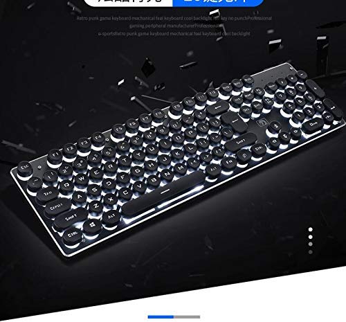 Mechanical Feel Typewriter Keyboard Retro Steampunk Keyboard 104 Keys Anti Ghosting Backlit Keyboard Typewriter Retro Style and Round Keycaps for PC and Mac