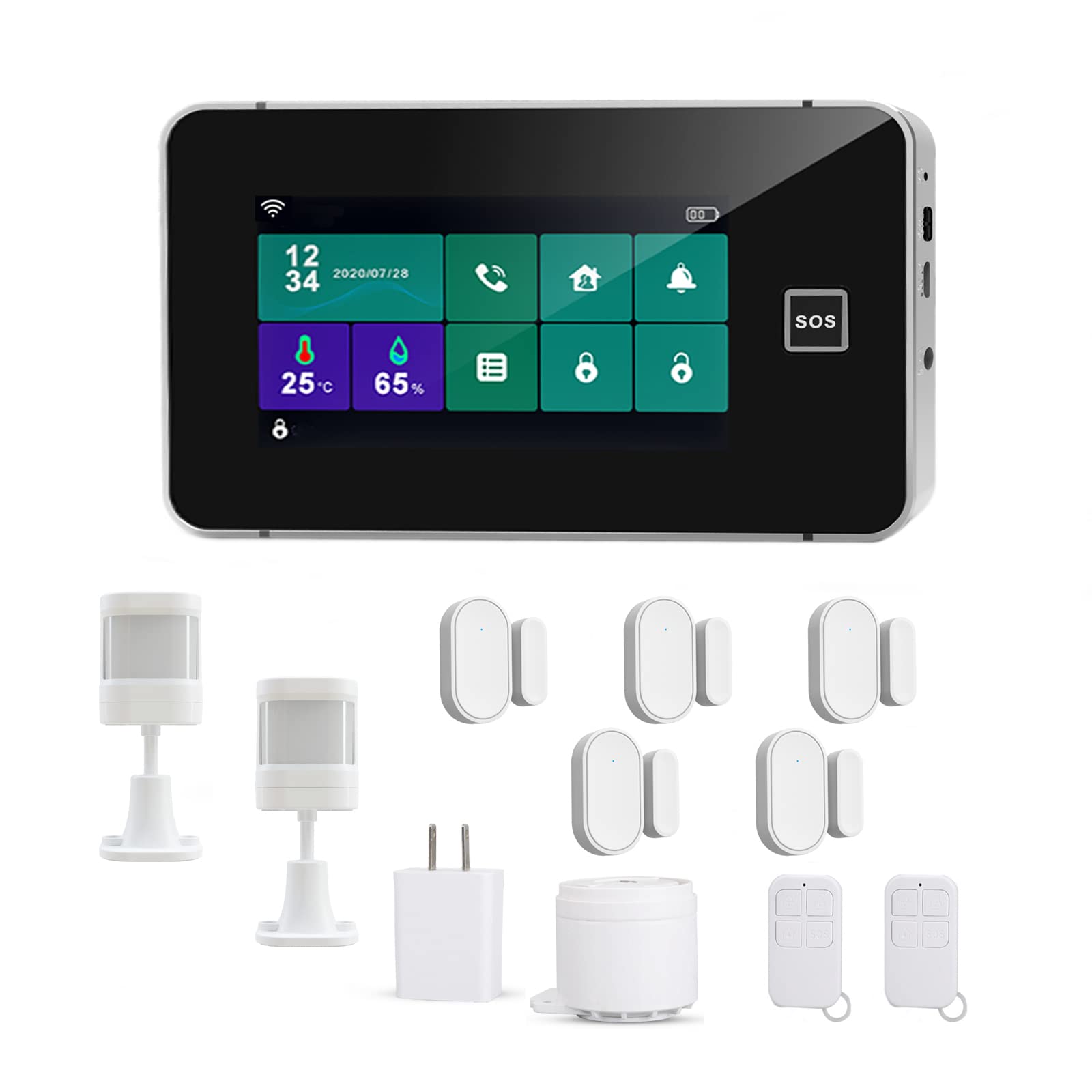 WiFi Home Alarm System Kit, DIY Wireless Security Burglar Alarm System, 4.3 inch Touch Screen Host, APP Remote Control, Compatible with Alexa and Google Assistant(NO Monthly Fees)
